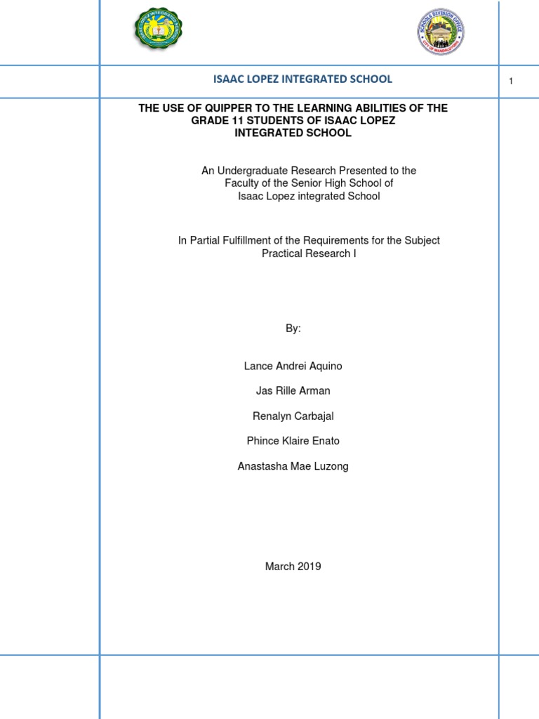 The Use of Quipper To The Learning Abilities of The Grade 11 Students of Isaac Lopez PDF | PDF ...