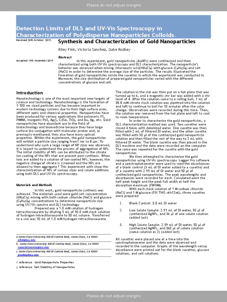 RSC Template 2 | PDF | Nanoparticle | Ultraviolet–Visible Spectroscopy
