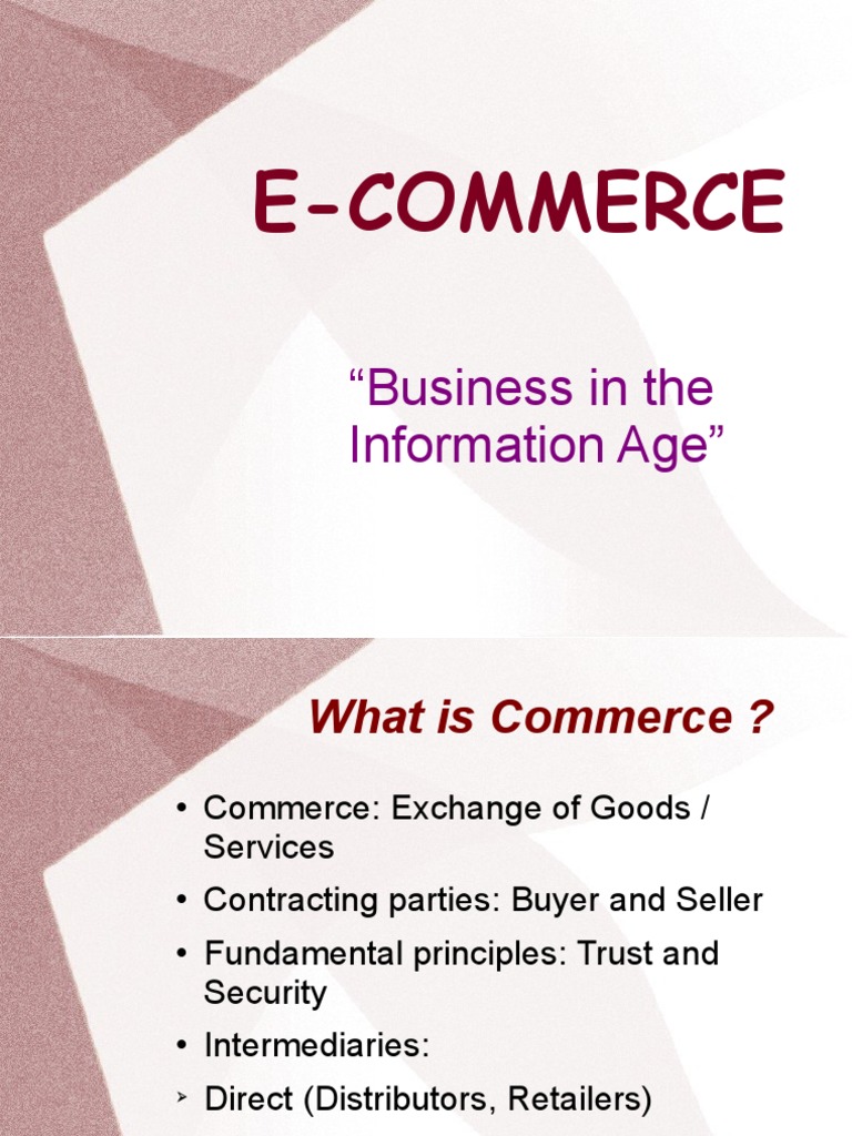 Understanding the Fundamentals and Applications of E-Commerce | PDF | E ...