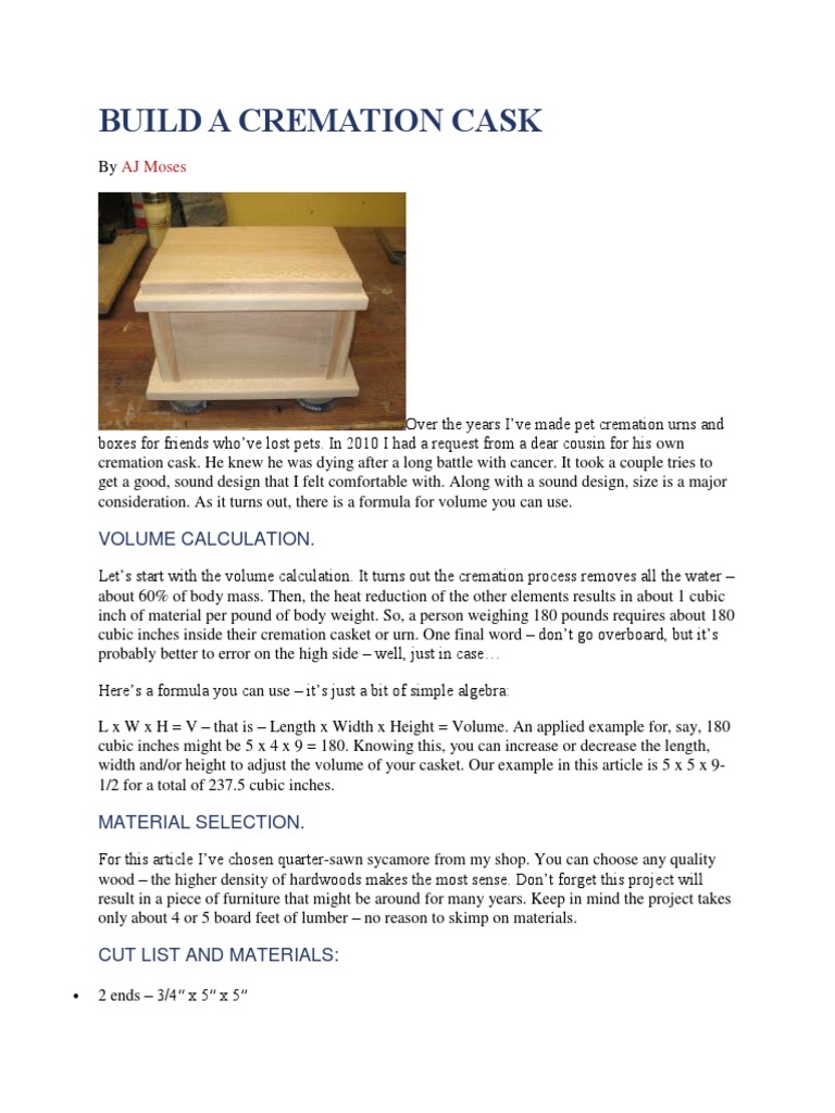 Build A Cremation Cask | PDF | Cremation | Industrial Processes