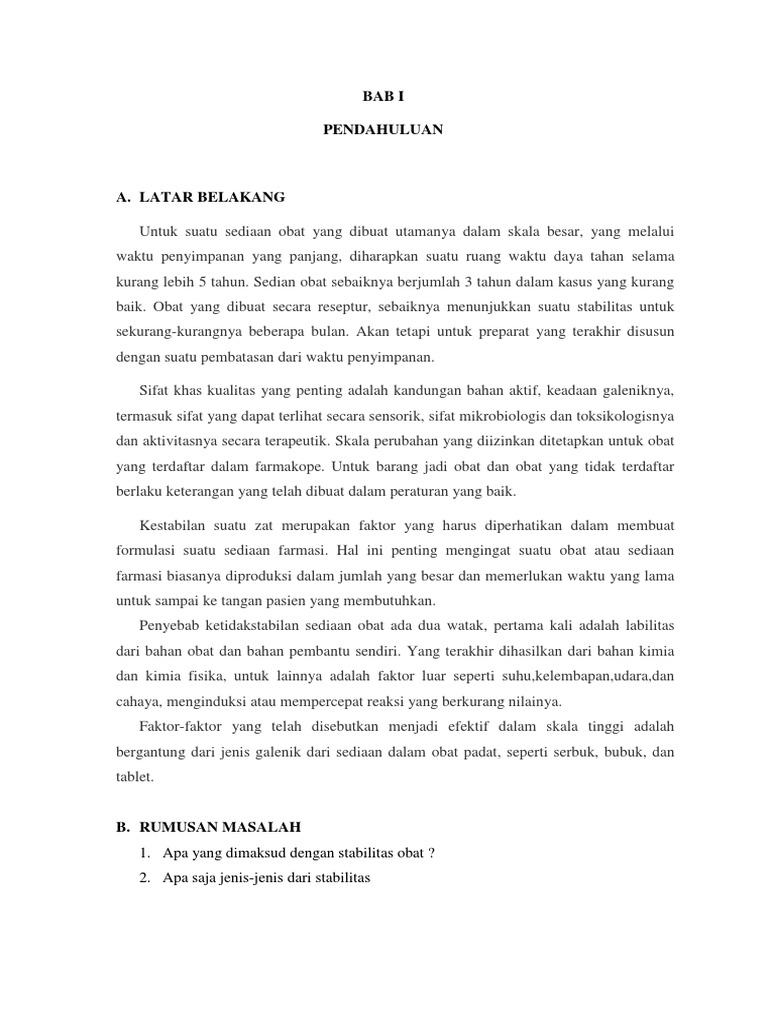 Faktor Faktor Yang Mempengaruhi Stabilitas Kimia Obat Dan Jenis Jenis