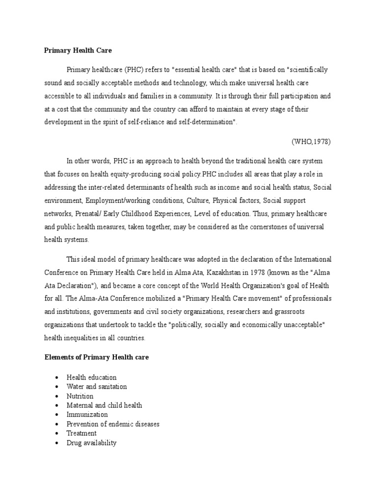 Primary Health Care | PDF | Health Care | Public Sphere