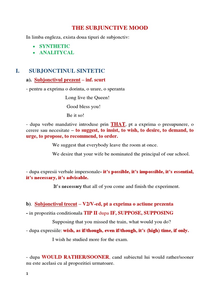 Understanding the Subjunctive Mood | PDF | Linguistic Typology ...