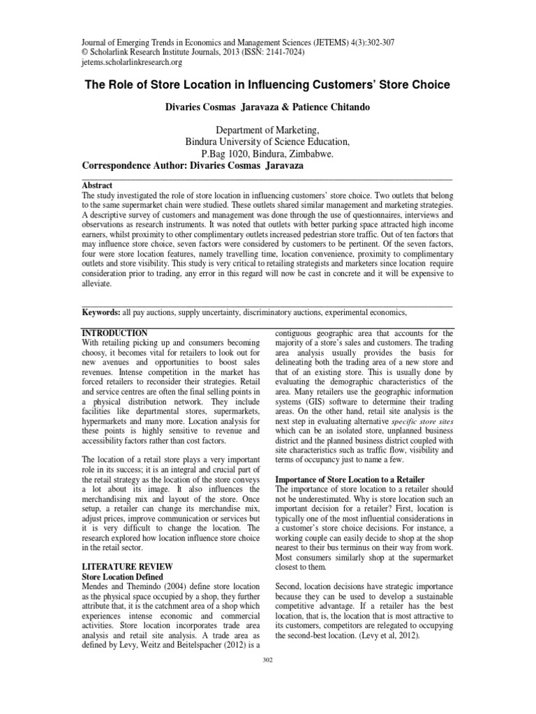 The Role of Store Location | PDF | Retail | Traffic