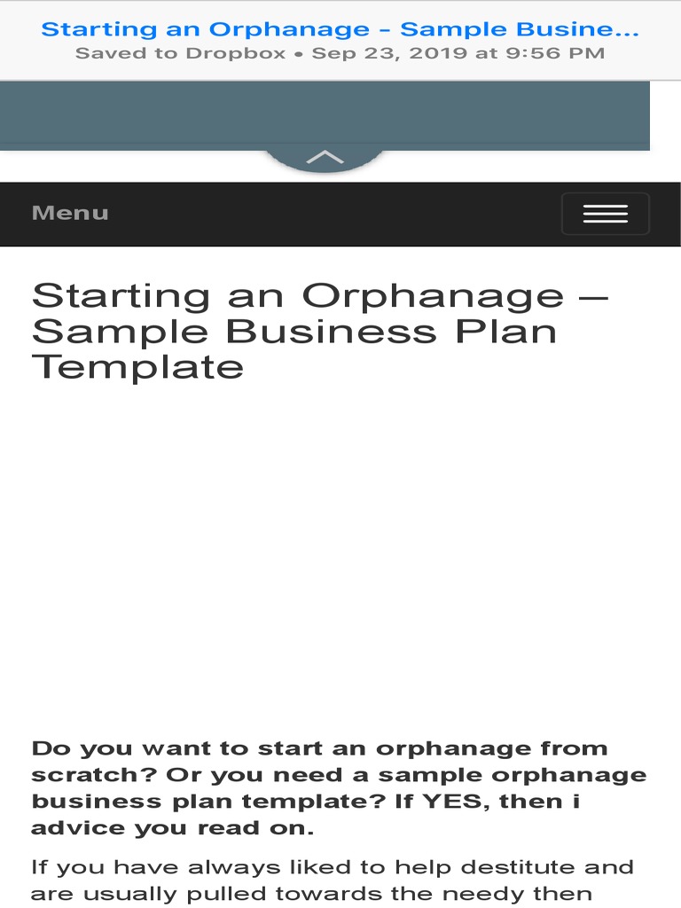Starting An Orphanage - Sample Business Plan Template PDF | PDF ...