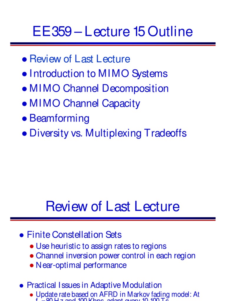 Lecture 15 | PDF | Mimo | Physical Layer Protocols