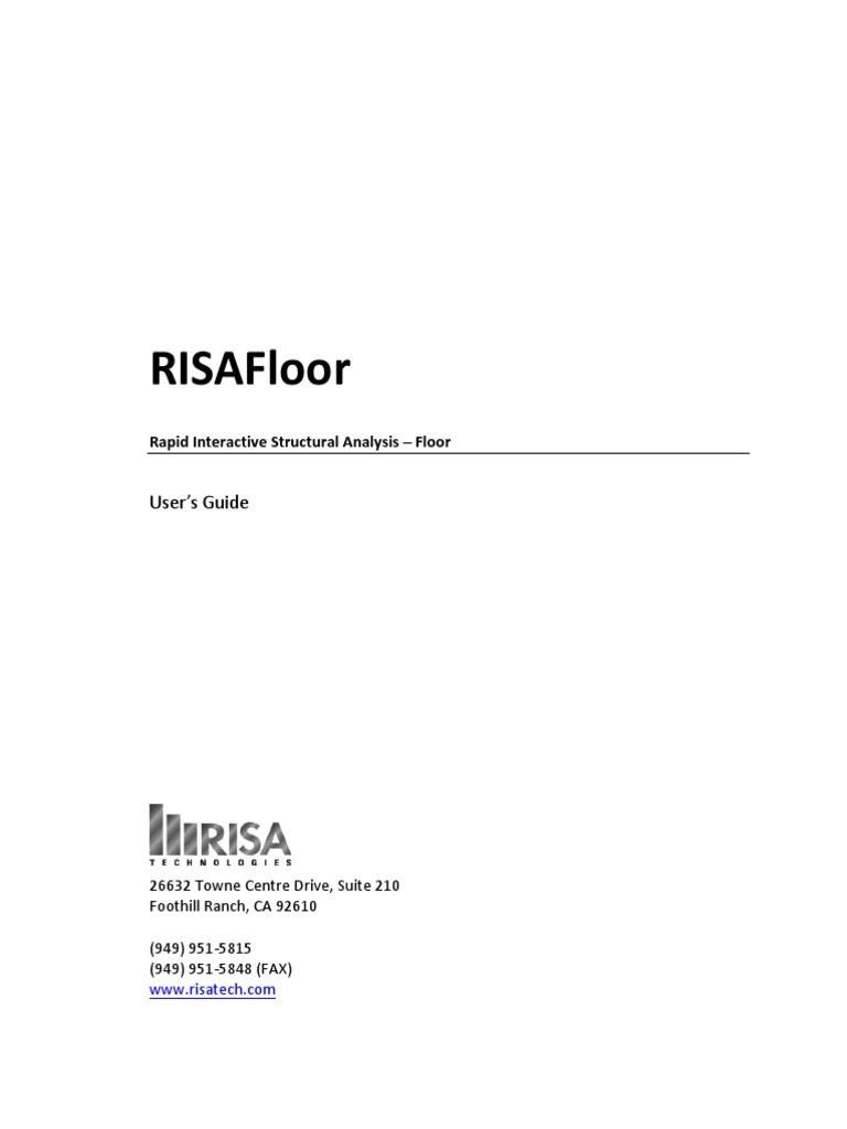 RISAFloor User Guide | PDF | Spreadsheet | Menu (Computing)