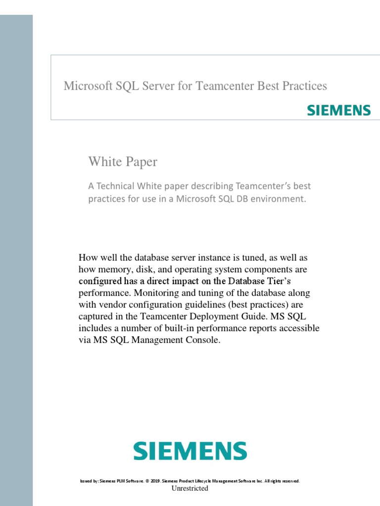 SQL Server For Teamcenter Best Practices 1.4 | PDF | Microsoft Sql Server | Backup