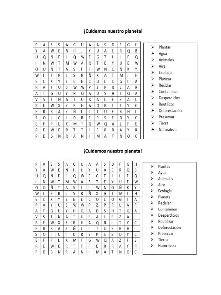 Sopa de Letras Medio Ambiente | PDF
