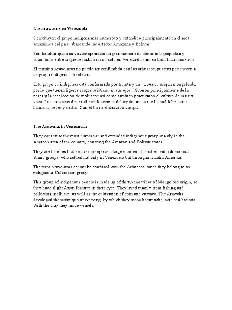 Los Arawacos en Venezuela | PDF