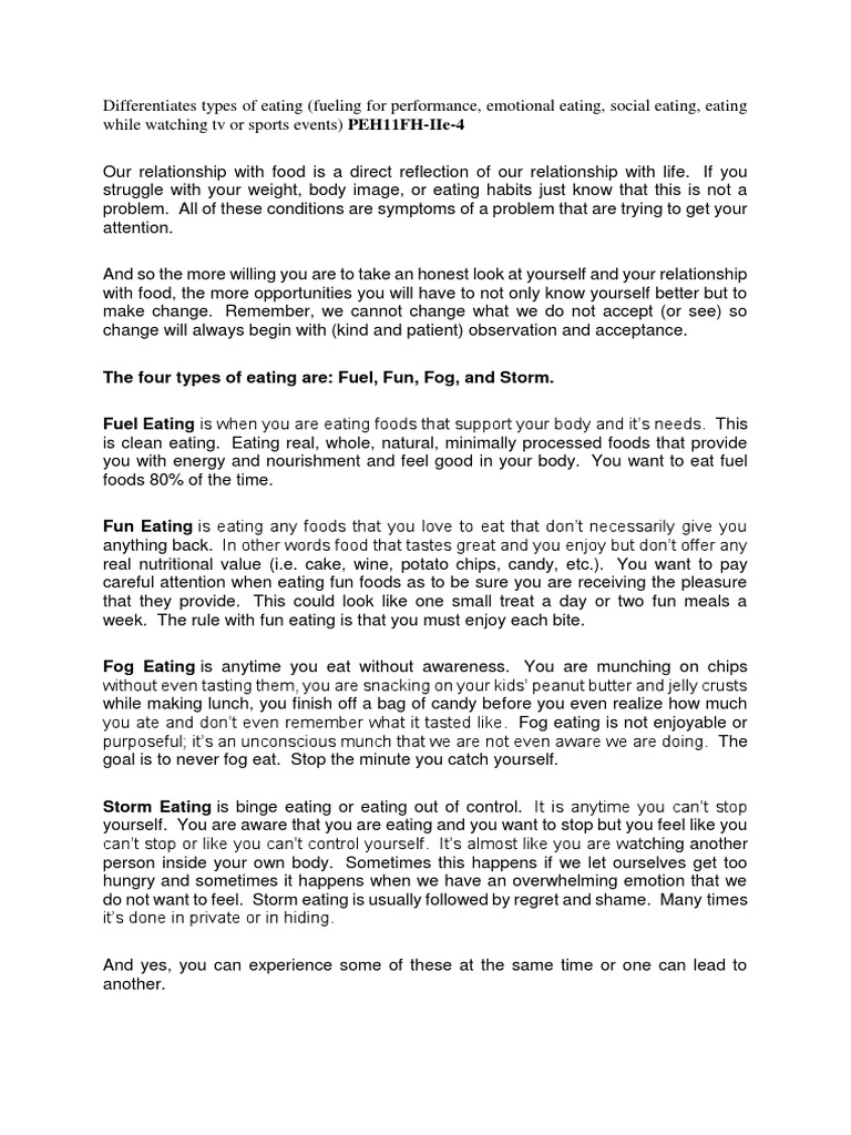 Understanding the Four Eating Types | PDF | Eating | Foods