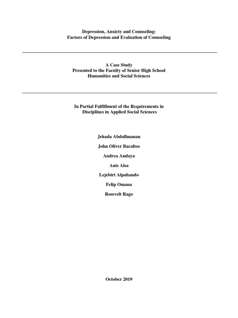Case Study Counseling | PDF | Major Depressive Disorder | Psychotherapy