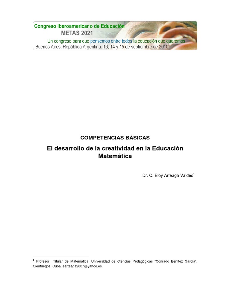 Creatividad Matematica | PDF | Creatividad | Enseñanza de matemática