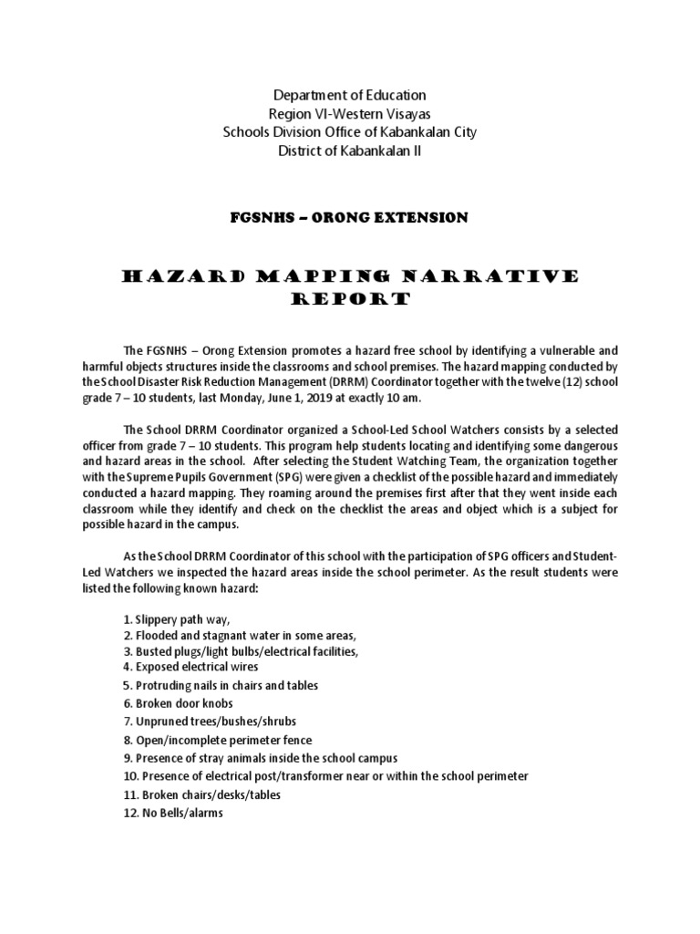 Narrative Report On Hazard Mapping - Orong Extension | PDF | Hazards ...