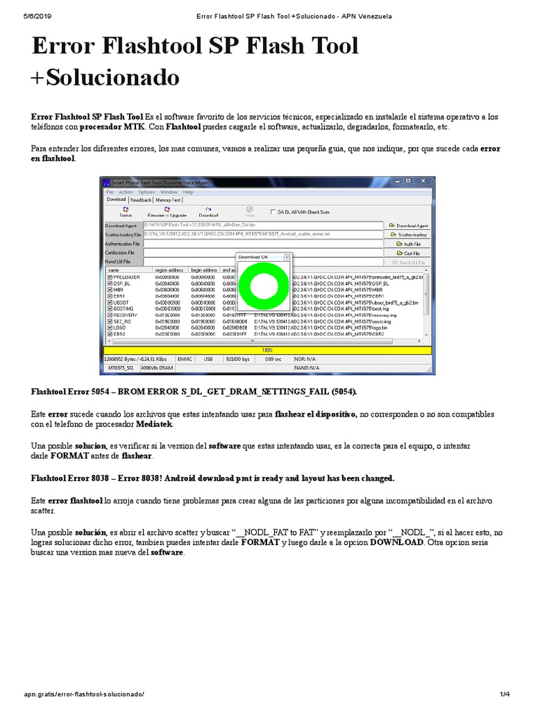 Error Flashtool SP Flash Tool | PDF | Archivo de computadora | Memoria de sólo lectura