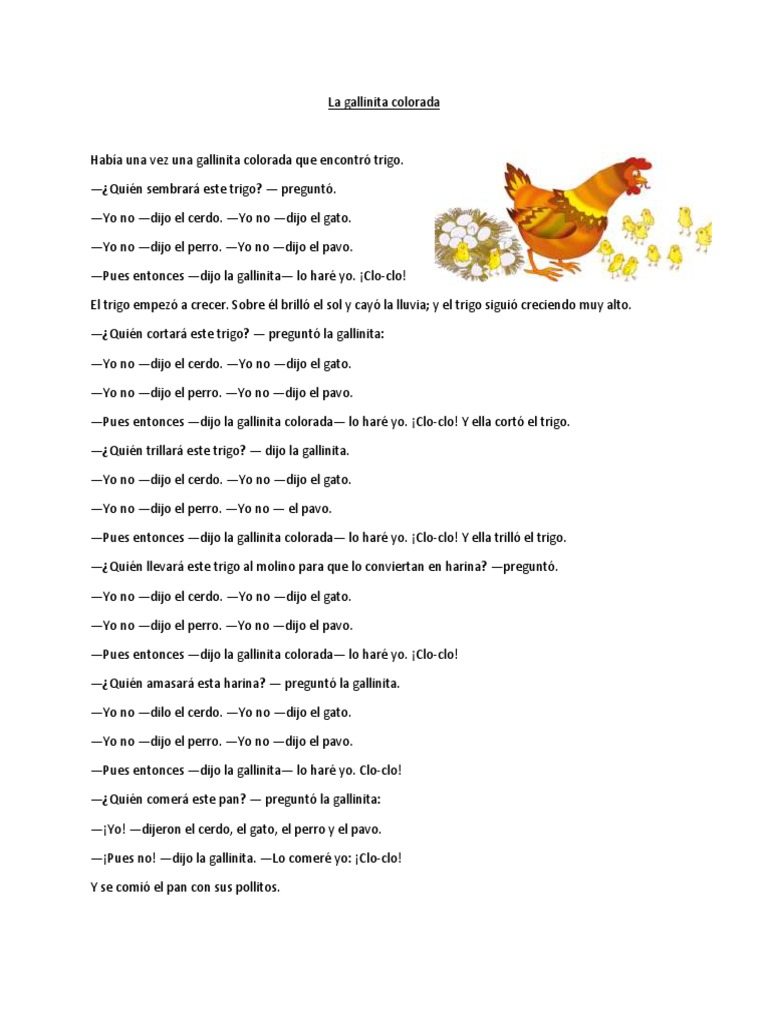 La Secuencia De La Gallinita Roja La Gallina Sembradora | PPT