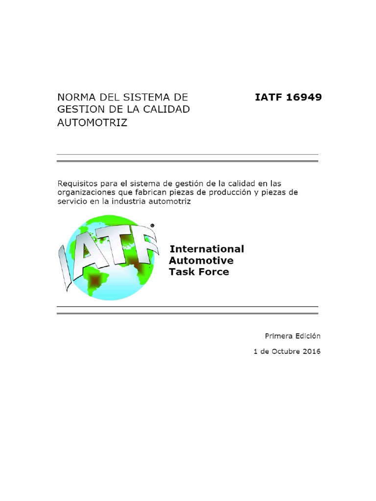 IATF 16949 2016 Norma Español | PDF
