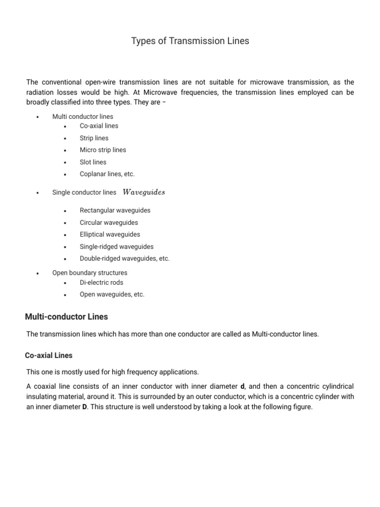 Types of Transmission Lines Explained | PDF | Coaxial Cable ...