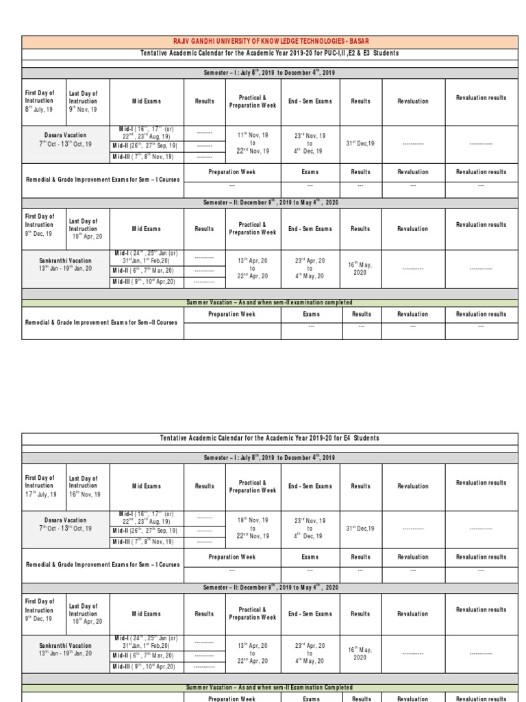 Rgukt Academic Calendar | PDF | Academic Term | Academia