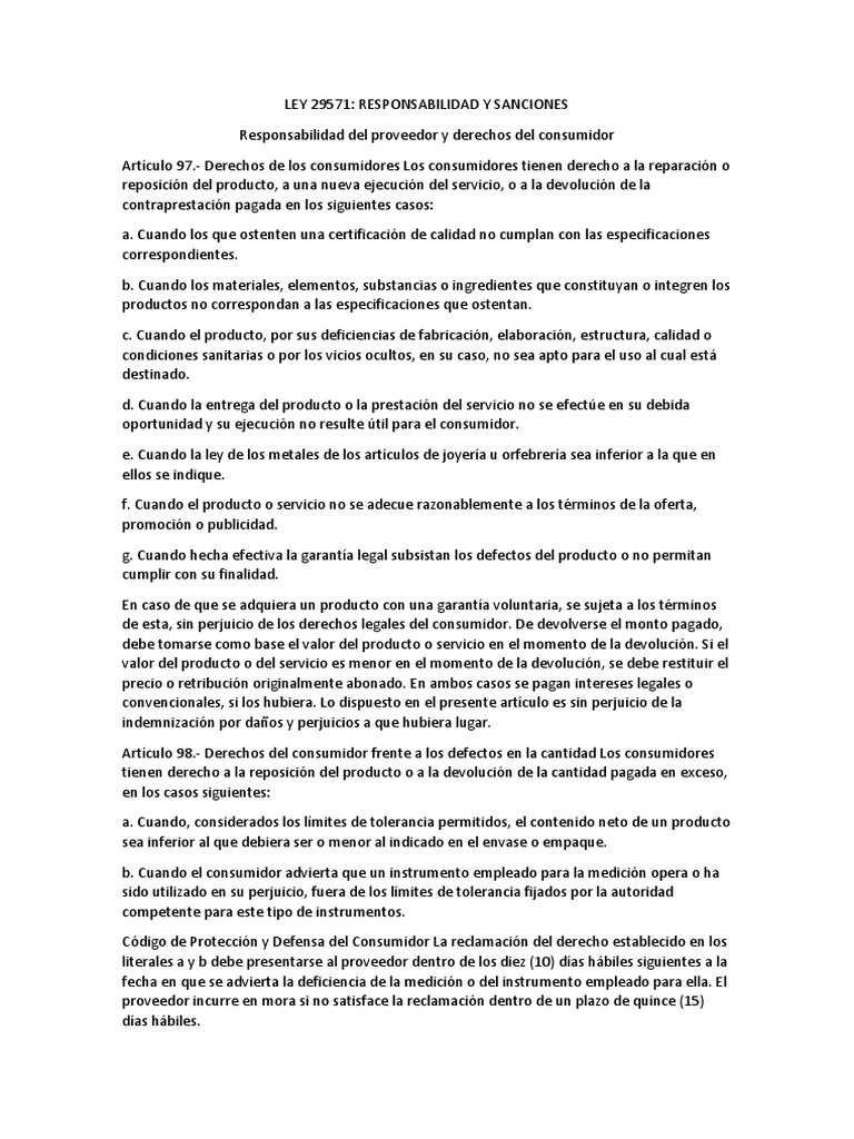 Ley 29571 | PDF | Protección al Consumidor | Los consumidores