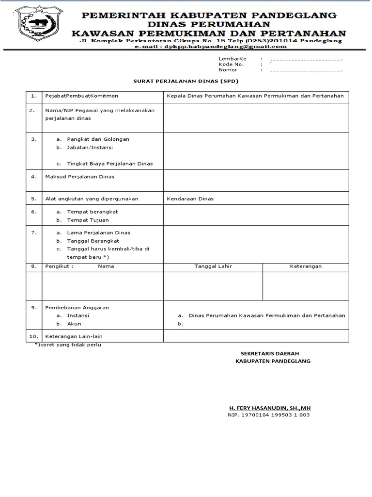 Format Kosong SPPD 2017 New | PDF
