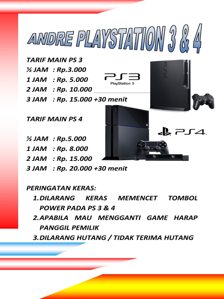 Contoh Brosur Tarif Main PS4 | PDF