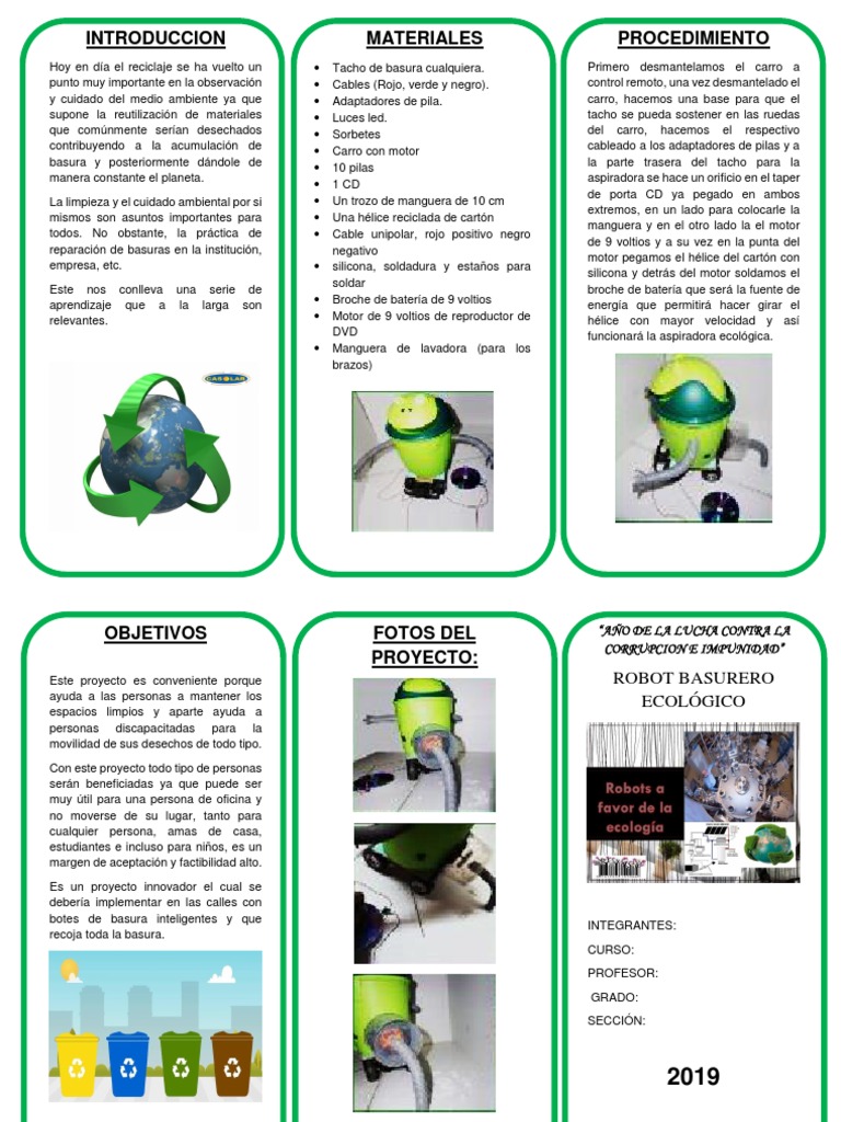 Triptico Robot Reciclador | PDF | Residuos | Soldadura