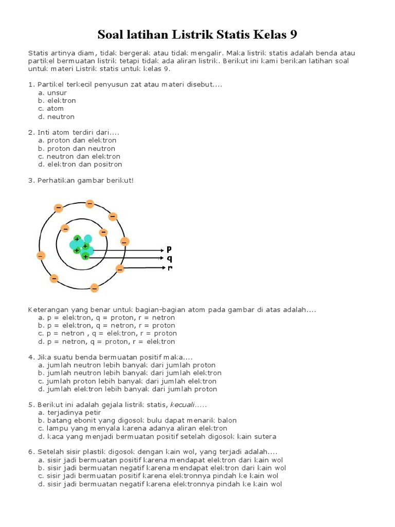 Soal Latihan Listrik Statis Kelas 9 | PDF | Sains & Matematika