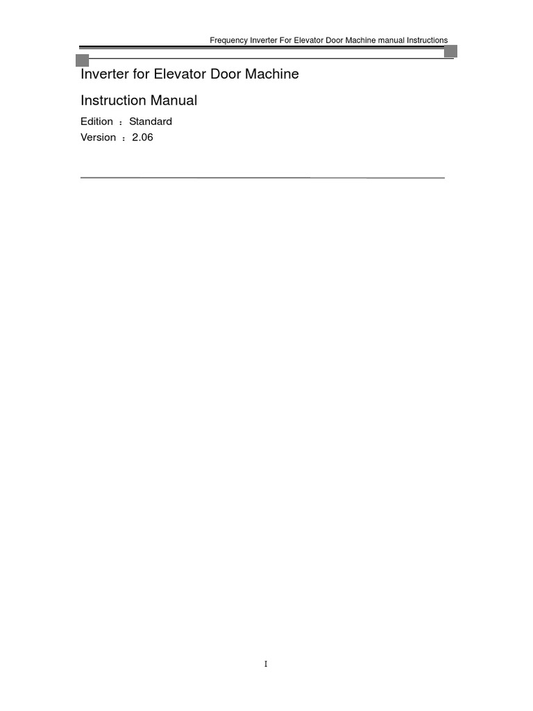 Door-Machine Instruction Manual V2.06 | PDF | Power Inverter | Elevator