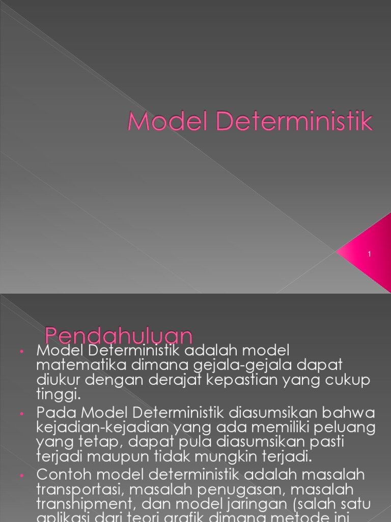 Model Deterministik dalam Optimasi Matematika | PDF | Metode & Bahan ...