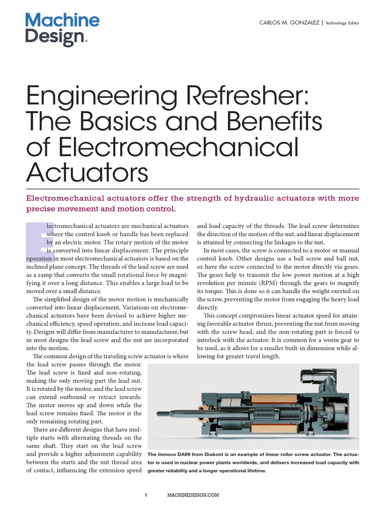 Overview of Electromechanical Actuators | PDF | Actuator | Electric Motor