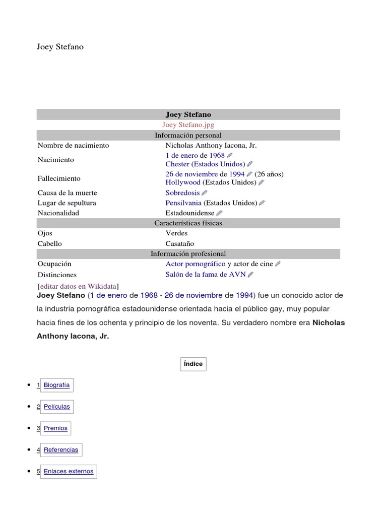 Joey Stefano: Ícono del Cine Gay | PDF | La sexualidad humana | Sexo