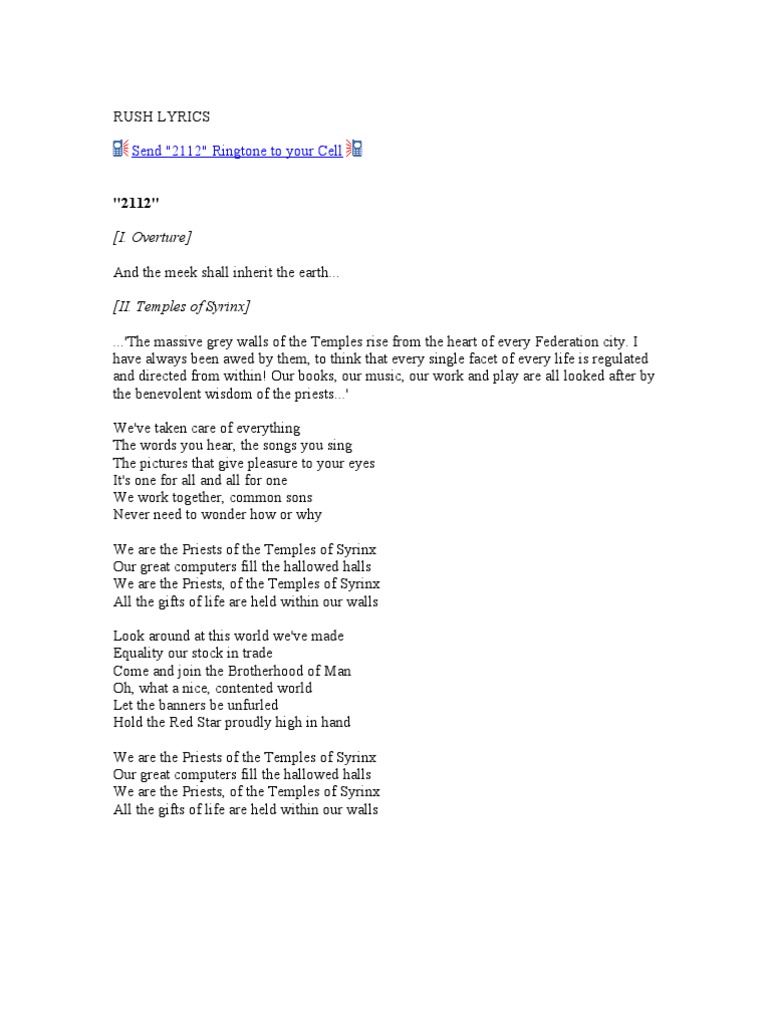 Rush Lyrics | PDF | Nature