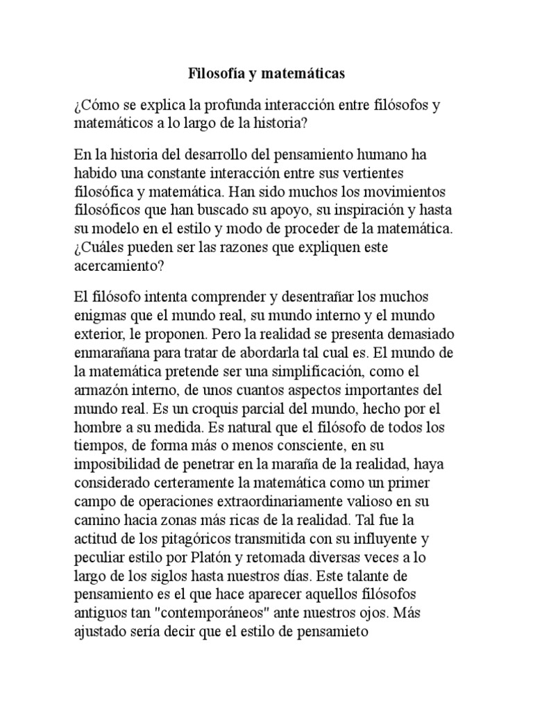 Filosofia y Matematicas | PDF | Platón | Prueba matemática