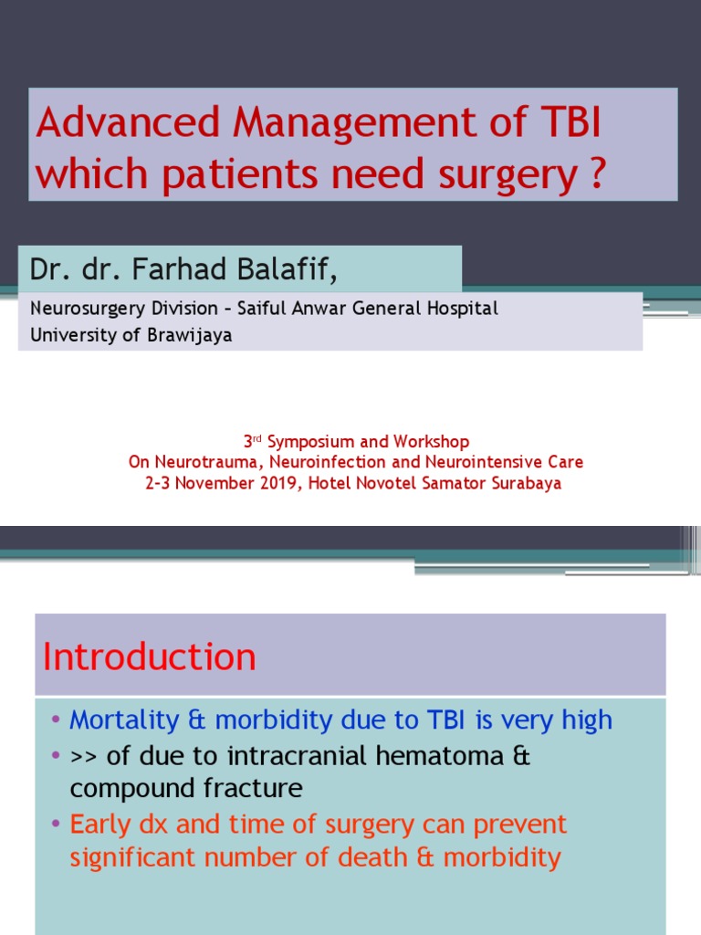 Advanced Management of TBI - Dr. Farhad, SPBS | PDF | Traumatic Brain ...