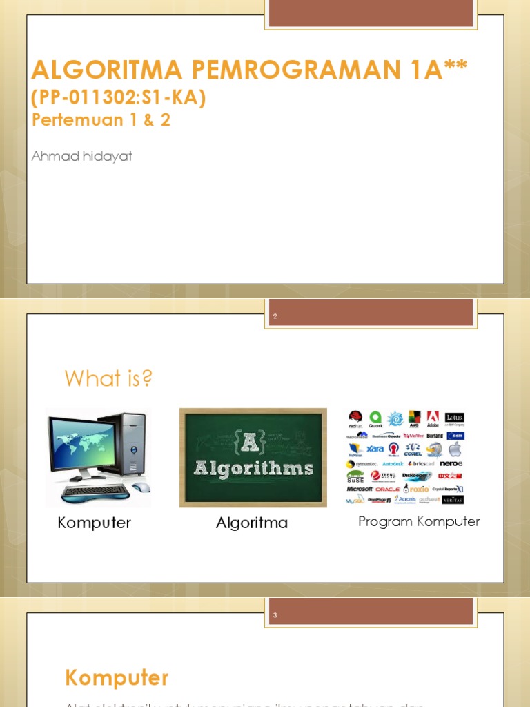 Pert. 1 & 2 Algoritma Pemrograman 1A | PDF | Metode & Bahan Ajar | Komputer