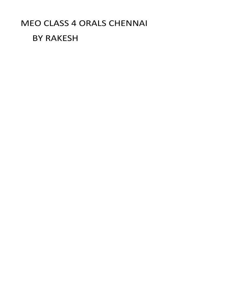 Meo Class 4 Orals Chennai | PDF