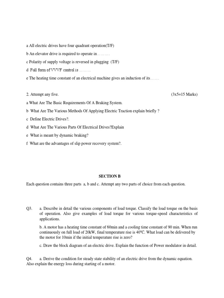 Electric Drive Questions