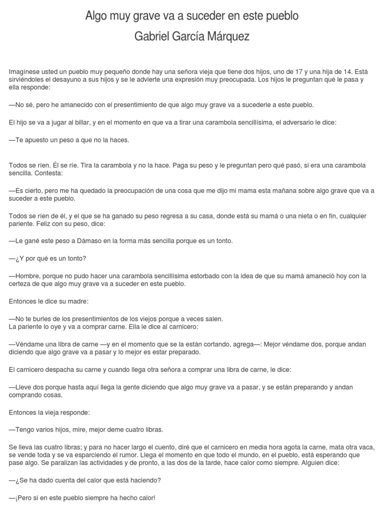 Algo Muy Grave Va A Suceder en Este Pueblo | PDF