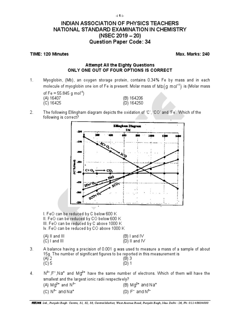 NSEJS Previous Year Question Paper | PDF | Acid | Carbon