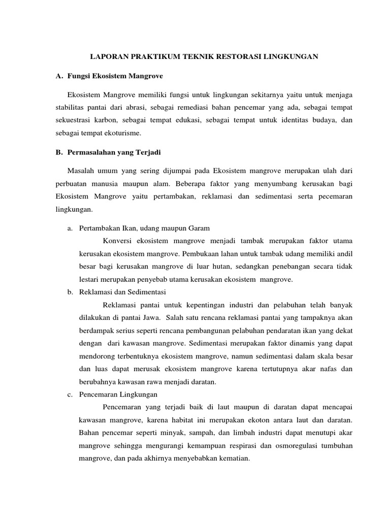 Laporan Praktikum Teknik Restorasi Lingkungan | PDF