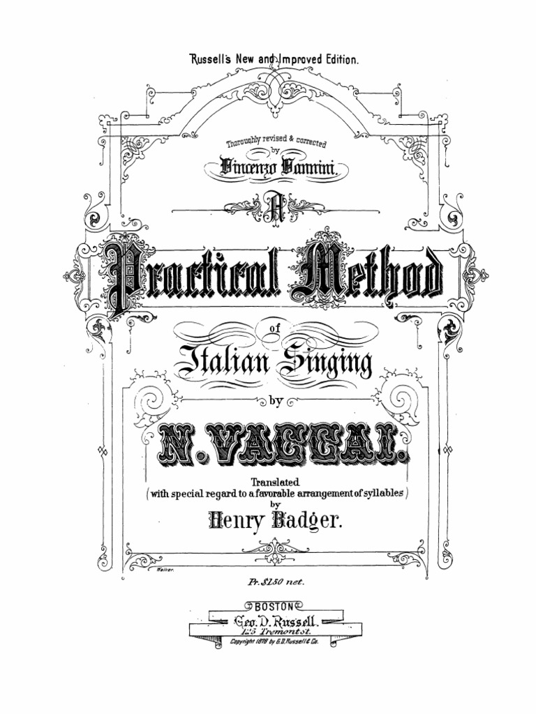 Vaccai Nicola Practical Method of Italian Singing | PDF