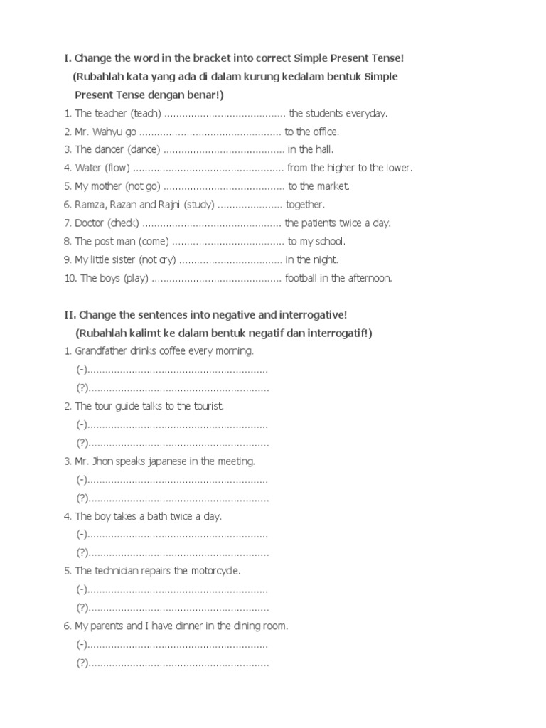 Soal Simple Present Tense | PDF