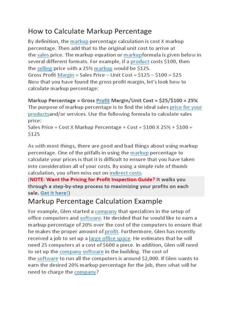 How To Calculate Markup Percentage | PDF | Gross Margin | Financial ...