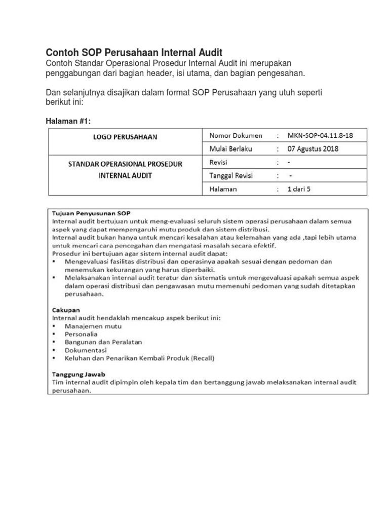 Contoh SOP Perusahaan | PDF