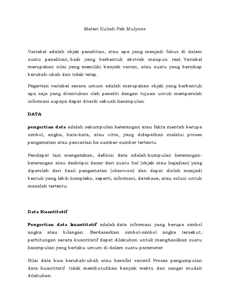 Materi Kuliah Pak Mulyono | PDF