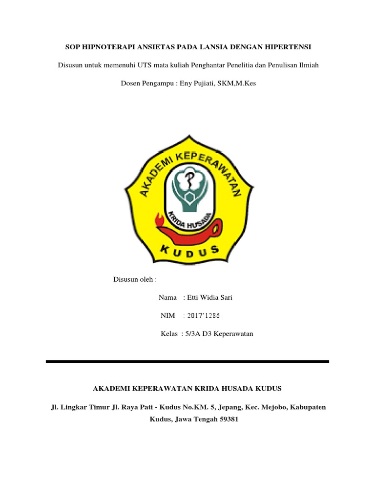 Sop Hipnoterapi Ansietas Pada Lansia Dengan Hipertensi (Etti Widia Sari) | PDF | Pengembangan Diri