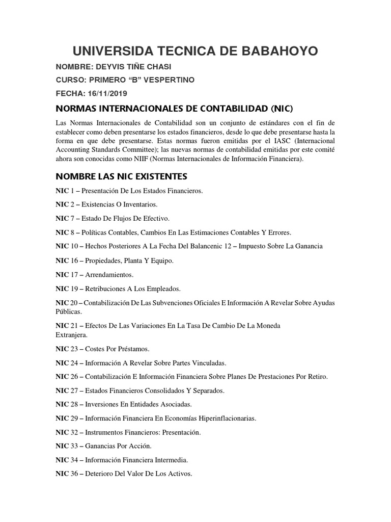 Normas de Contabilidad Nic y Nec | PDF | normas internacionales de ...