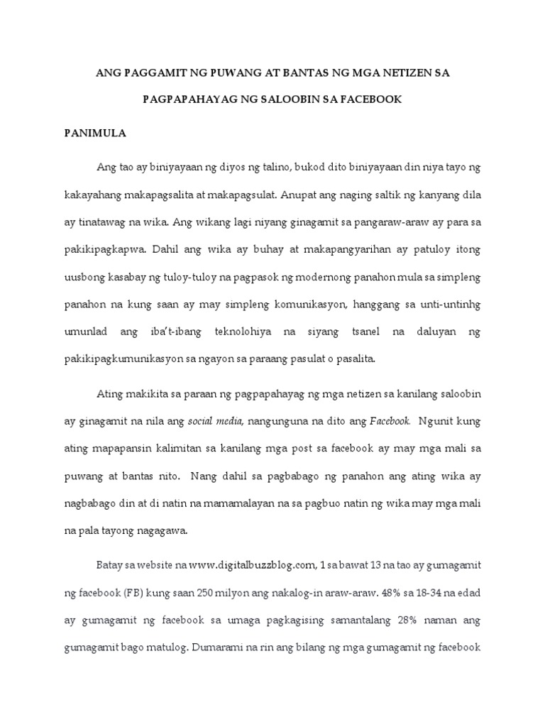 Ang Paggamit NG Puwang at Pananda NG Mga Netizen Sa Pagpapahayag NG ...