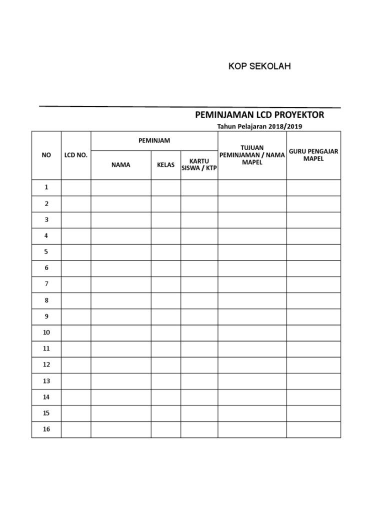 Form Peminjaman LCD | PDF